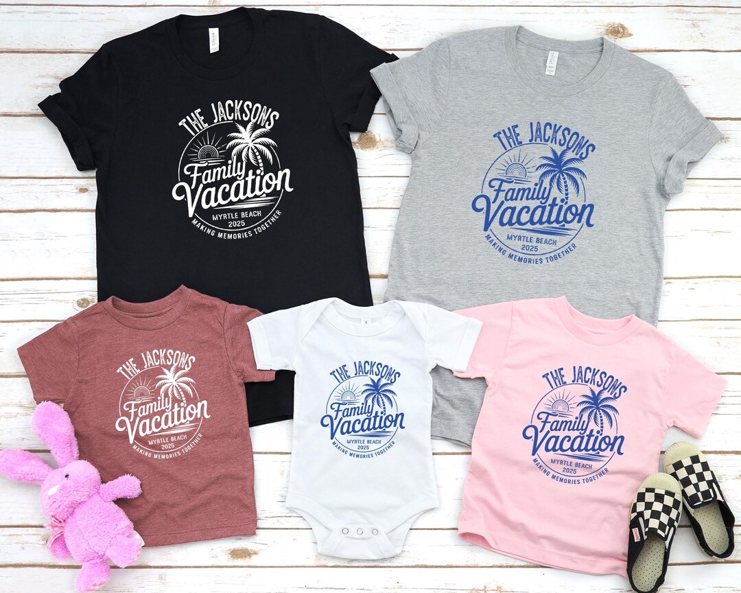 Custom Myrtle Beach Family Vacation Shirts 2025: Matching Retro Palm ...