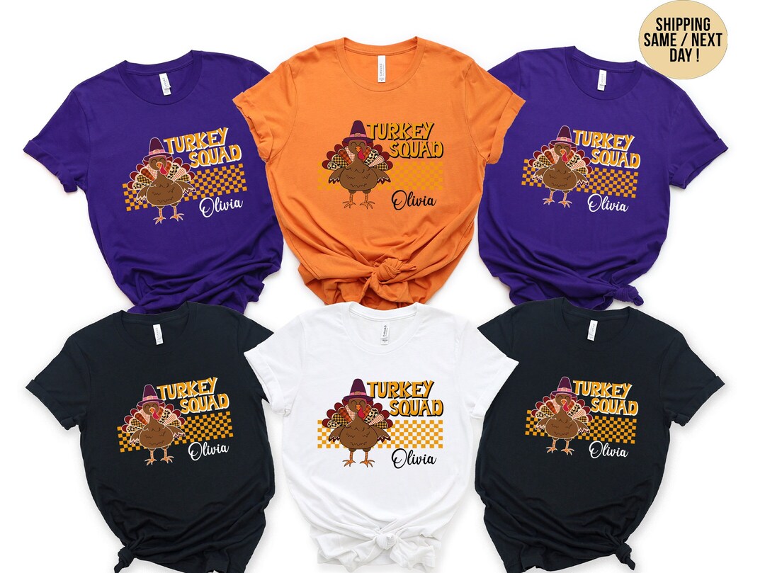 Custom Turkey Squad Shirts, Personalized Family Thanksgiving Sweatshirt ...