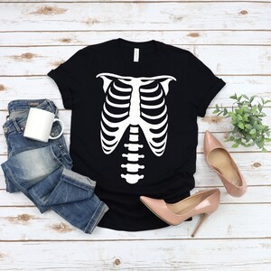 Halloween Skeleton Bones Rib Cage Shirt- Adult X Ray Costume Sleeve - Etsy
