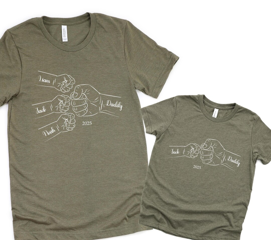 Personalized Fist Bump Tee, Dad and Kids Shirts, Fathers Day Matching ...