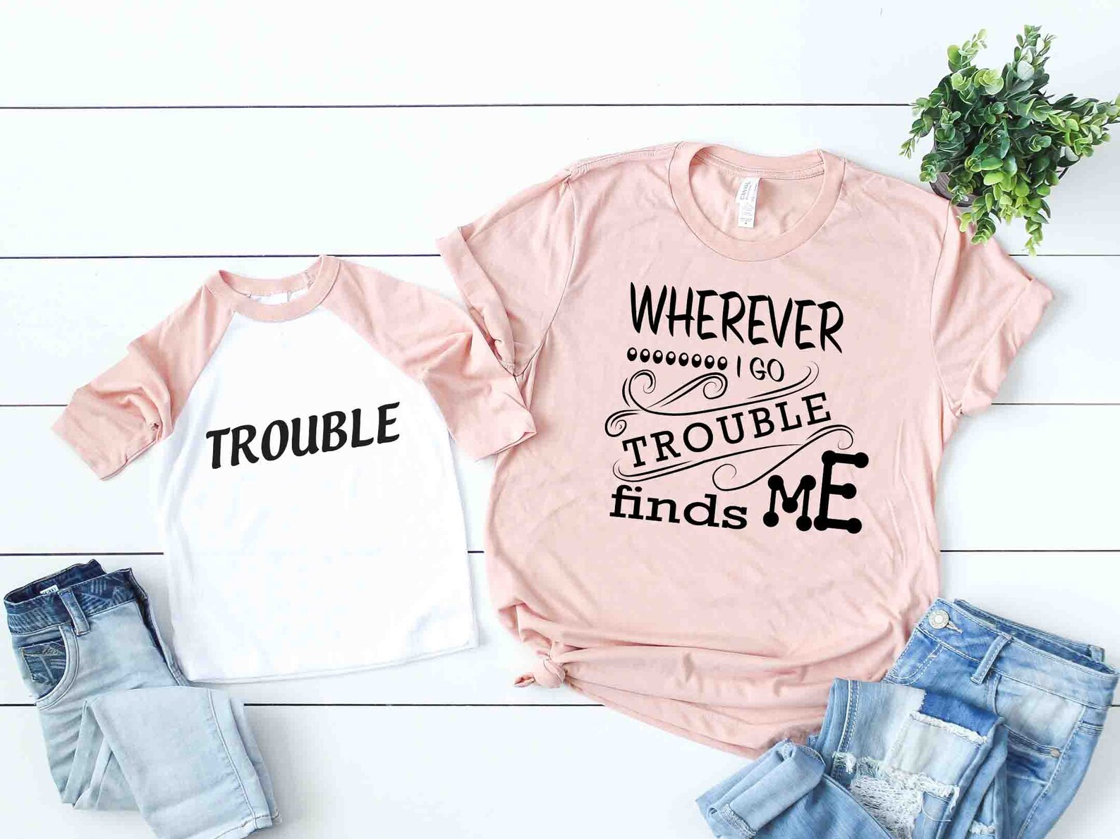 Mommy and Me Tees - Matching Coordinating - Wherever I Go Trouble Finds ...