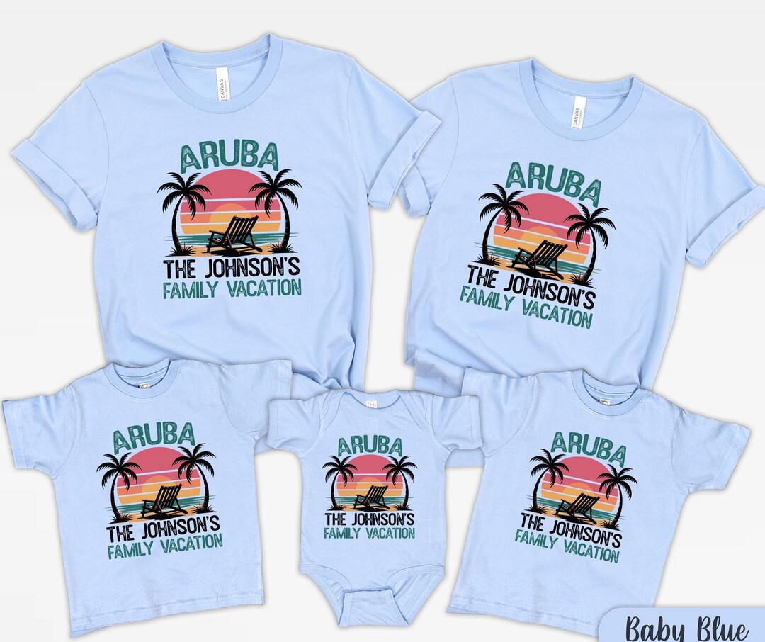 Custom Aruba Family Vacation Shirts: Sunset Palm Tree Matching Tees - Etsy