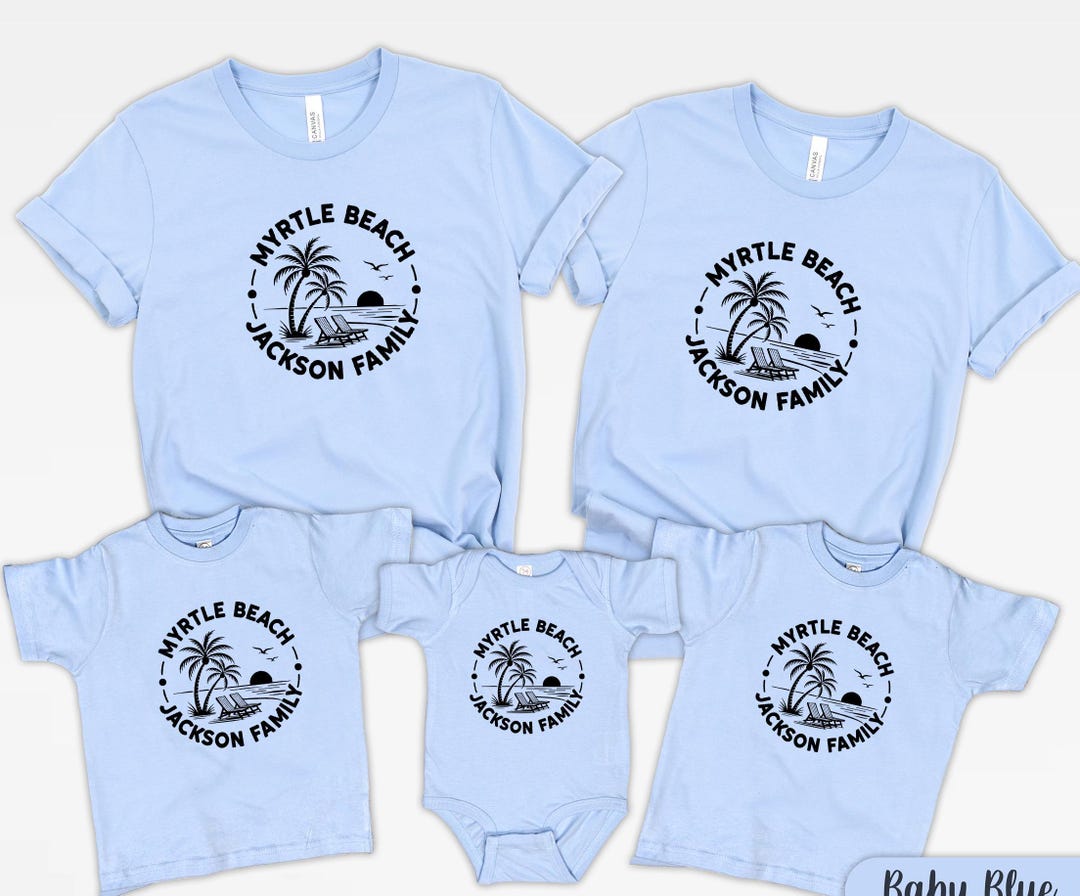 Myrtle Beach Sunset Shirt 2025, Custom Name Family Vacation Matching ...