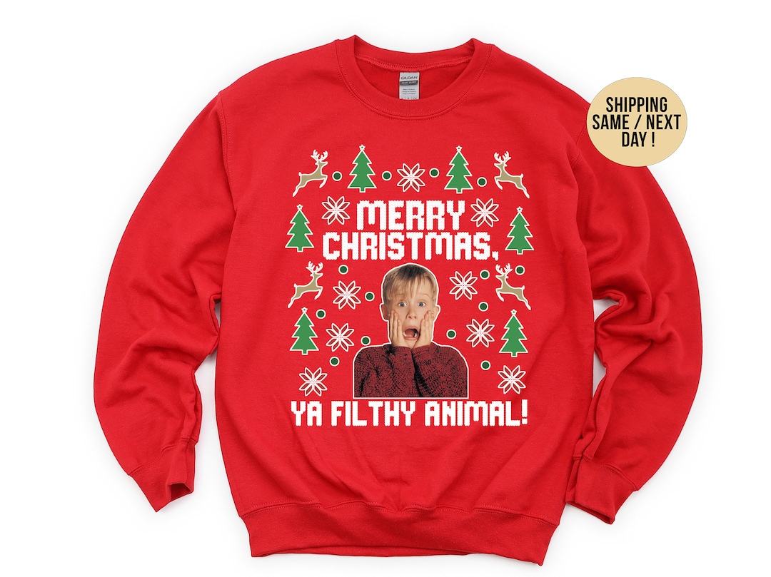Merry Christmas Ya Filthy Animal T-shirt - Funny Movie Quote Xmas Tee ...
