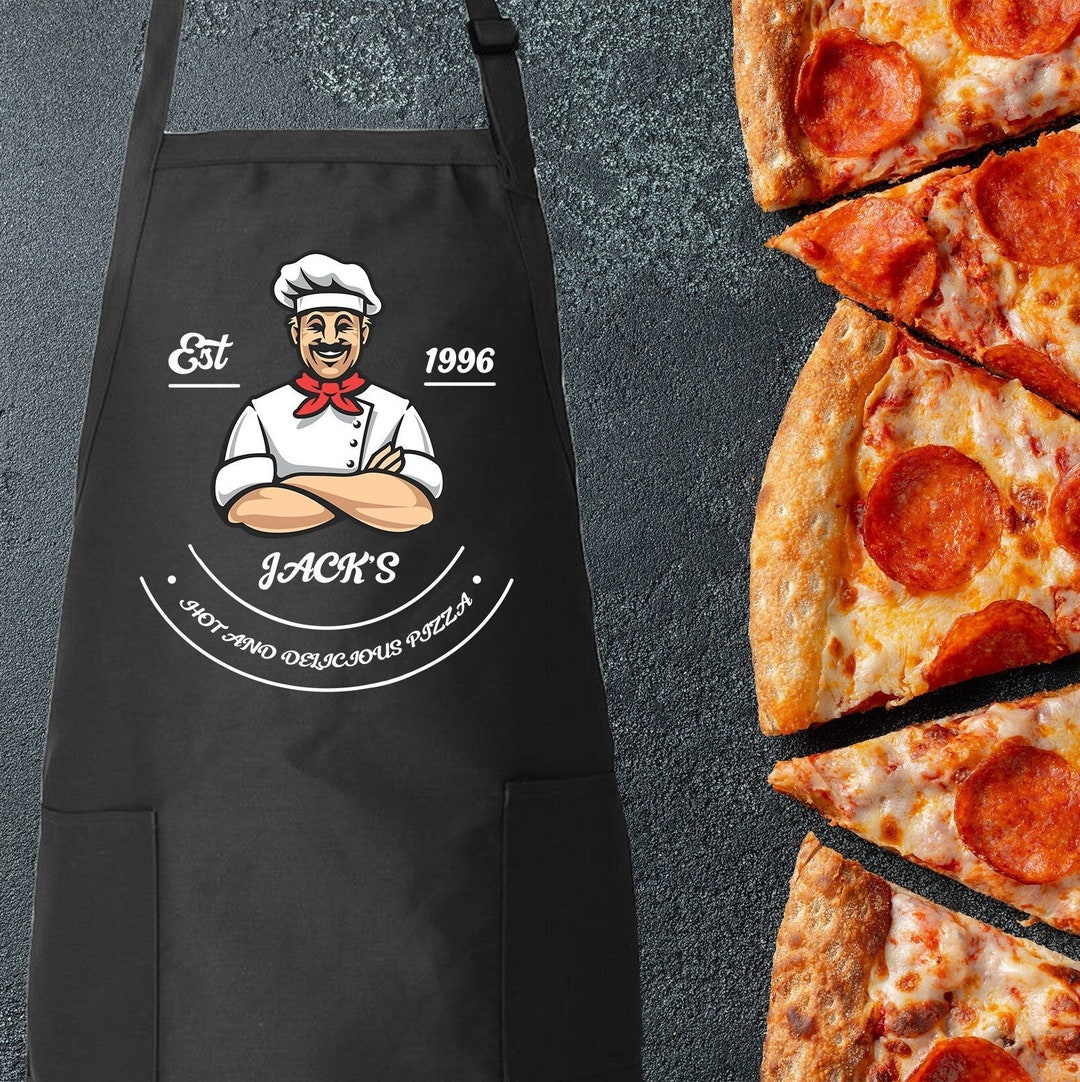 Custom Pizza Chef Apron With Name, Apron With Pockets, Father's Gift ...