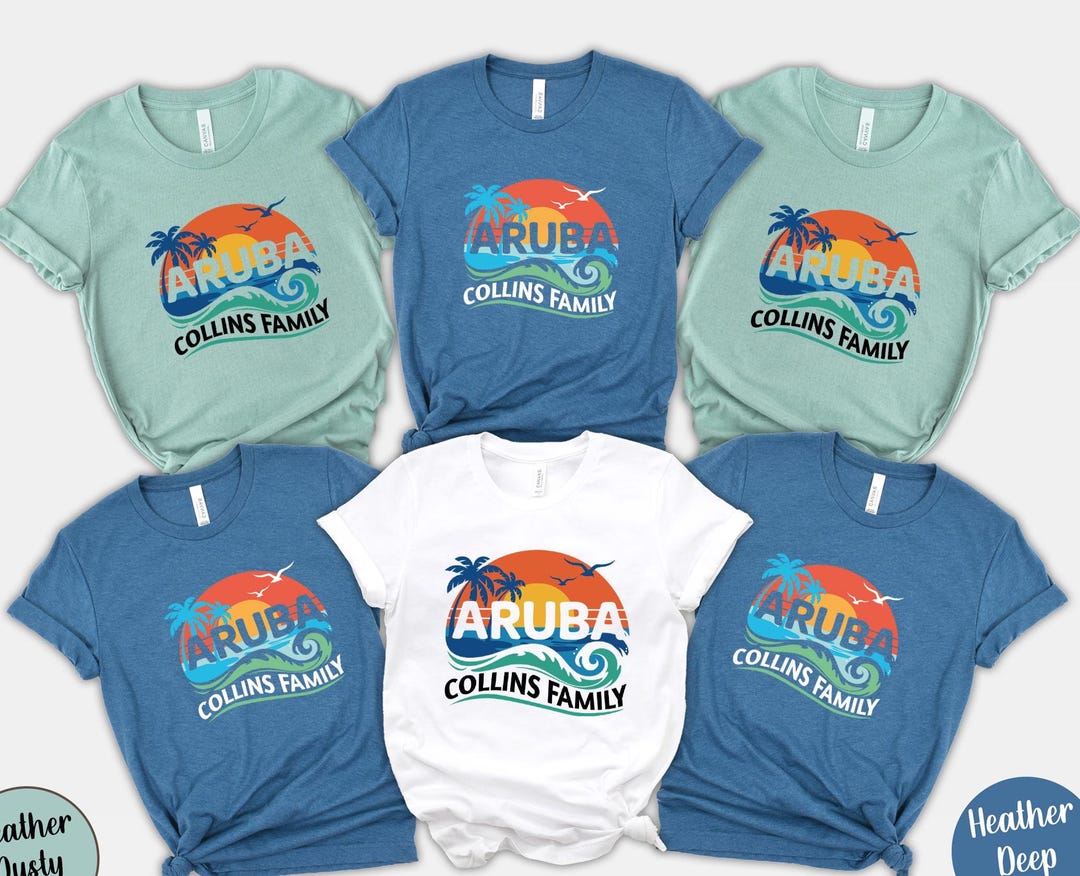 Aruba Family Vacation Shirts: Custom Retro Sunset Beach Trip Tees - Etsy