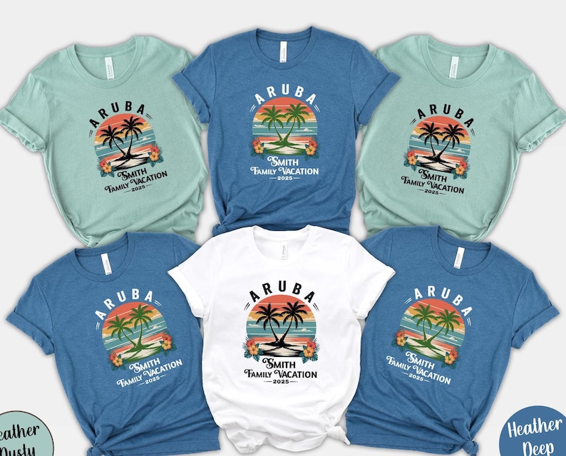 Custom Aruba Family Vacation Shirts 2025: Matching Tropical Beach Tees ...