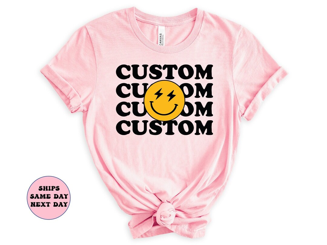 Custom Smiley Face T-shirt, Smiley Face With Name Tee, Personalized ...