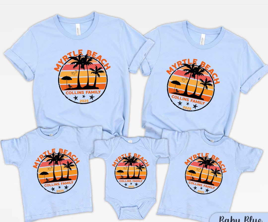 Myrtle Beach Family Vacation 2025 T-shirt: Matching Coastal Trip Tees ...