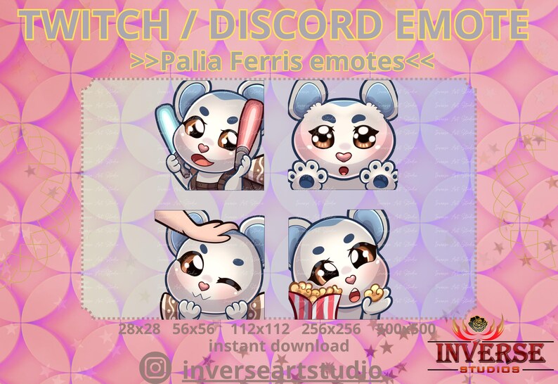 Twitch Emotes - Palia Pet Ferris / Ferret- Kawaii Cute Premade P2U for ...