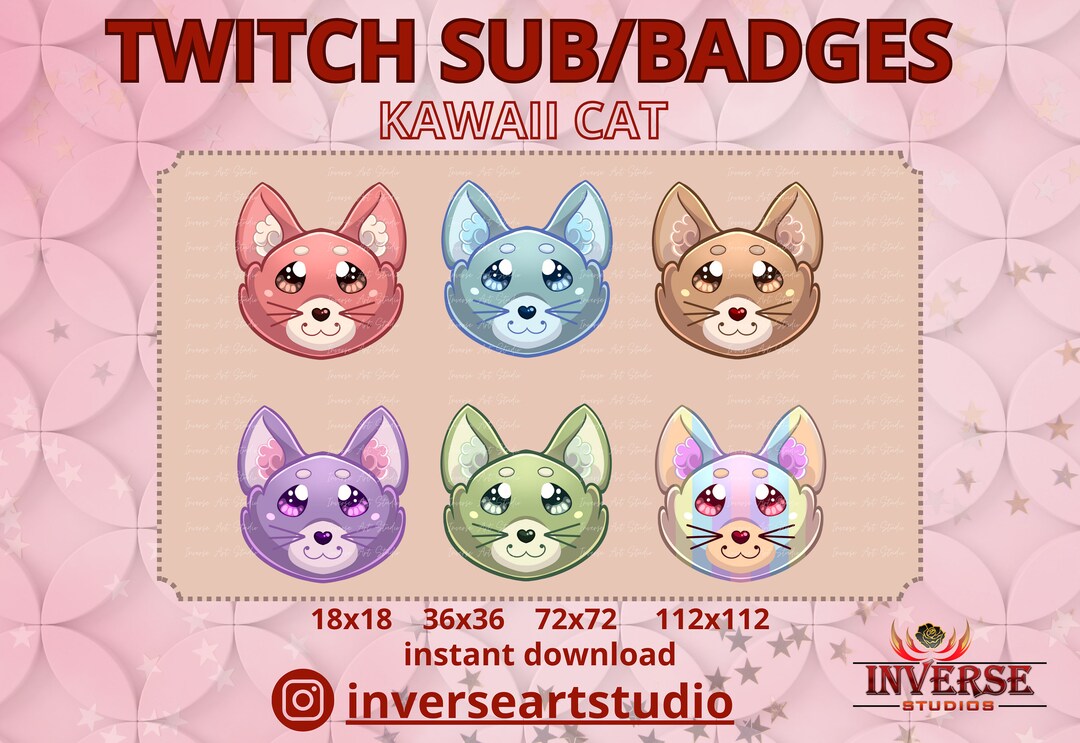 Kawaii Cat- Twitch Sub Badges / Bit Badges / Kawaii / Streamer Kawaii ...