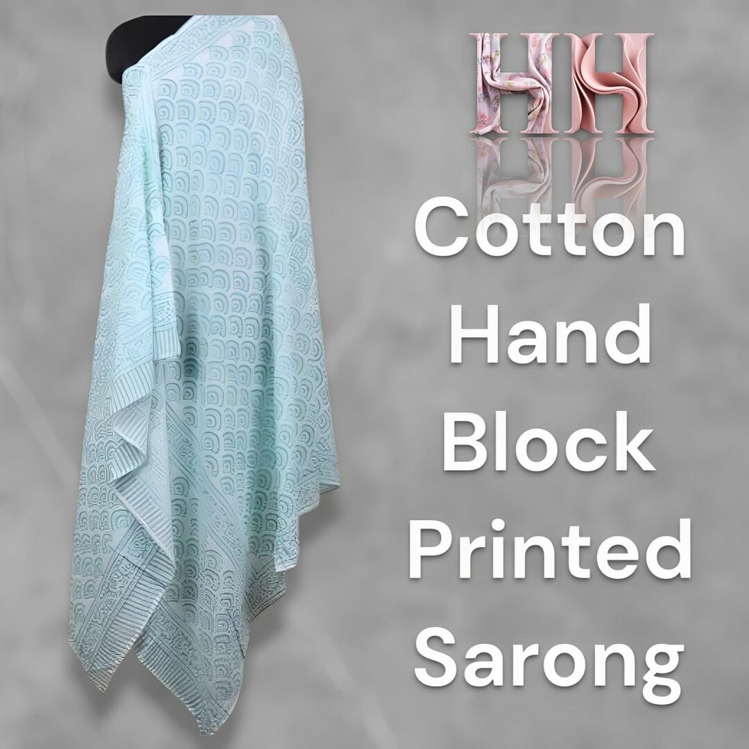 Hand Block Printed Cotton Sarong for Women | Boho Beach Pareo | Bali ...