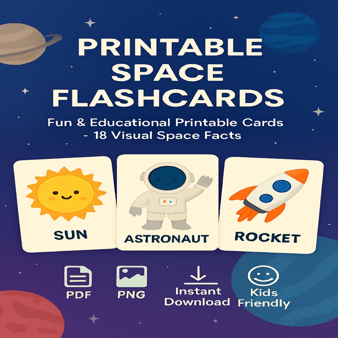 Space Flashcards for Kids: Printable Learning Cards (PDF + PNG Download ...