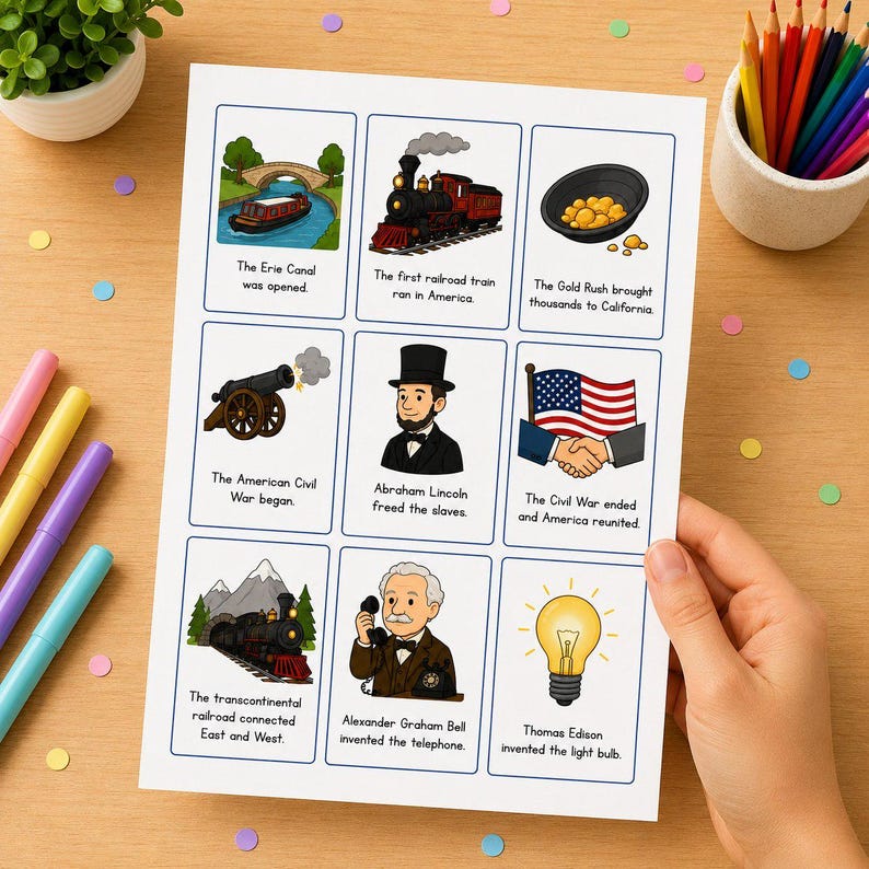 American History Timeline Game Printable Homeschool Classroom ...