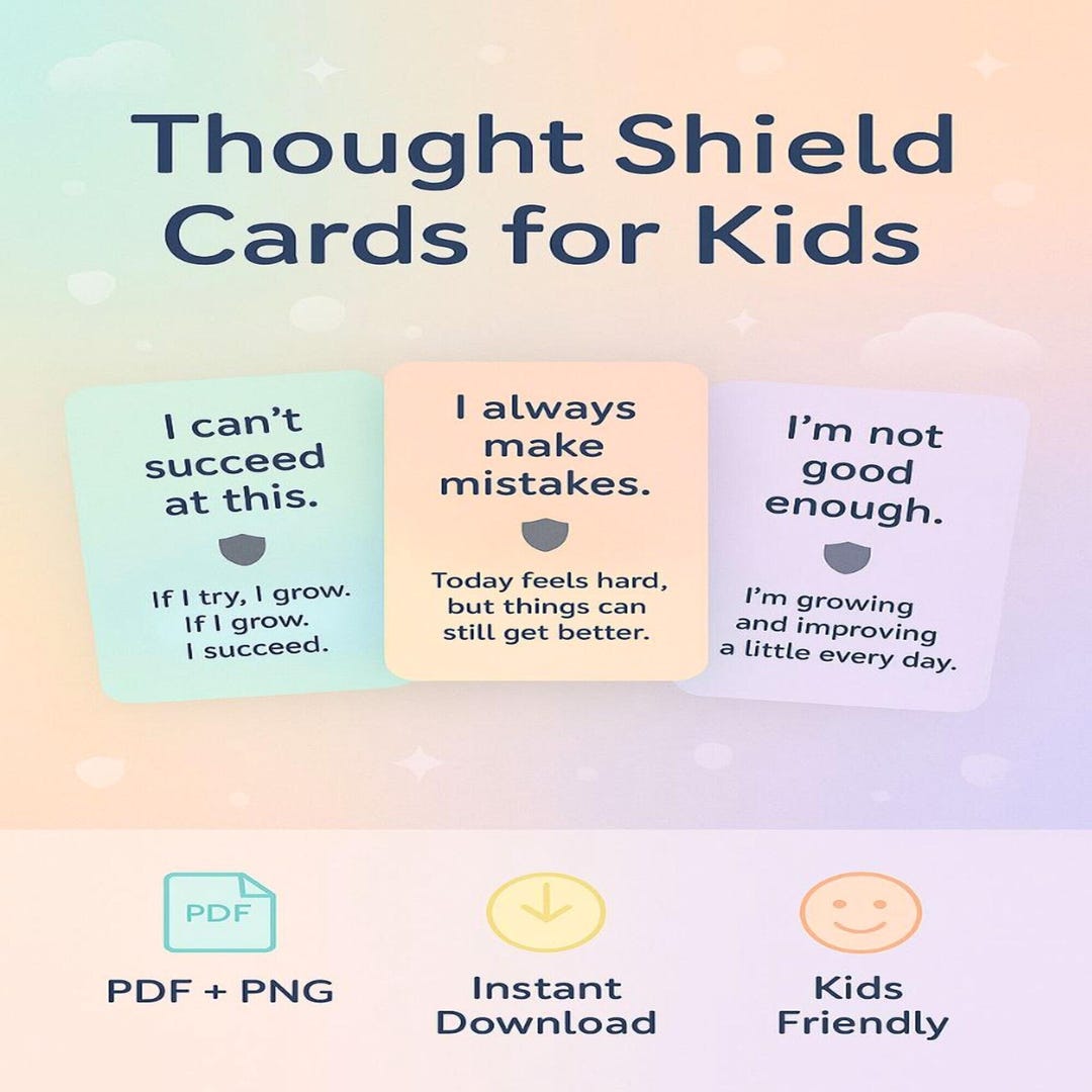 CBT Thought Shield Cards for Kids | Printable SEL Tools - Etsy