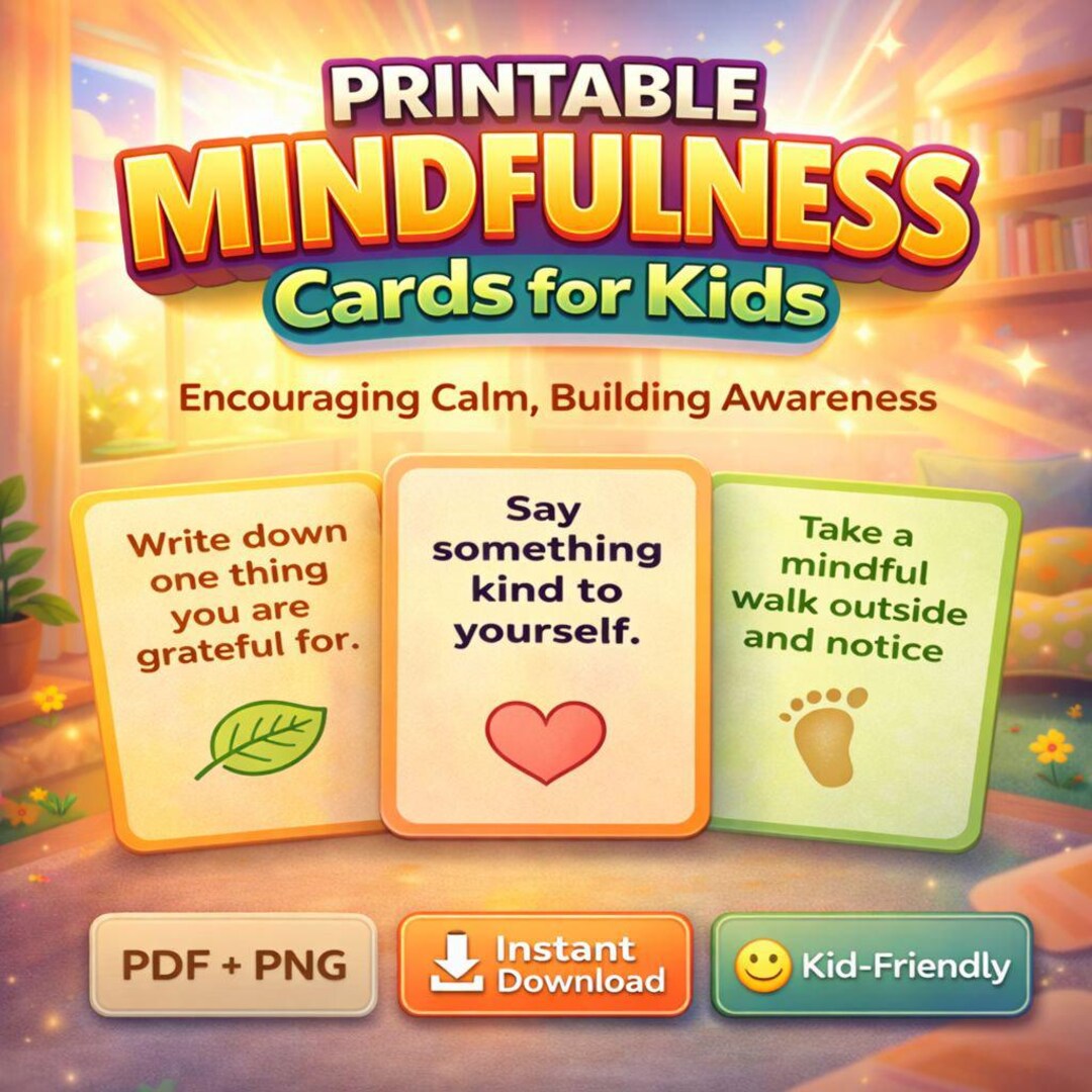 Mindfulness Cards for Kids: Emotional Awareness Activities (PDF & PNG ...