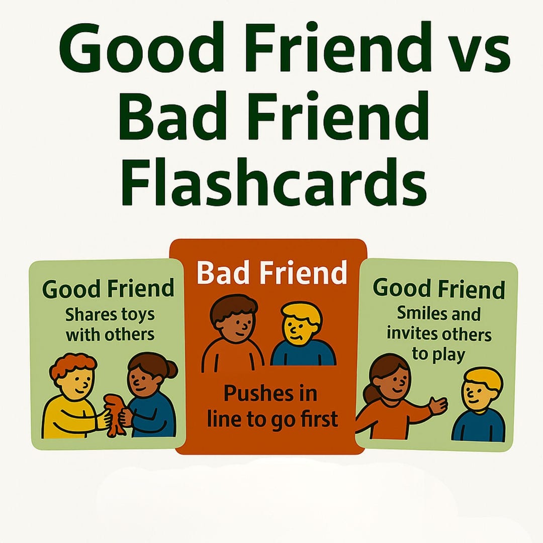 Printable Good and Bad Friend Flashcards for Kids – Teach Social Skills ...