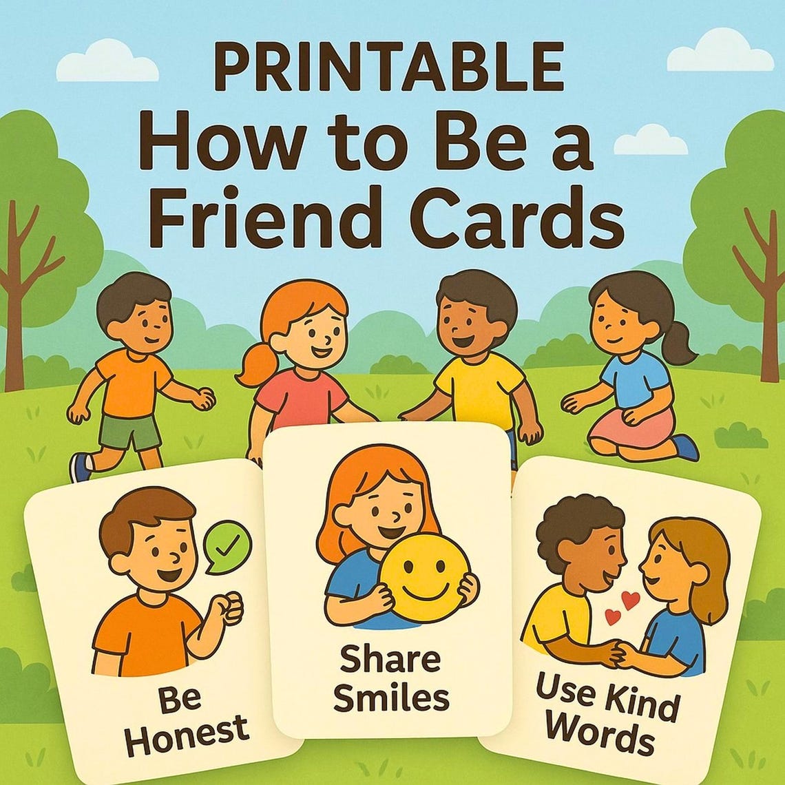 Printable How to Be a Good Friend Cards for Kids | 18 Social Skills ...