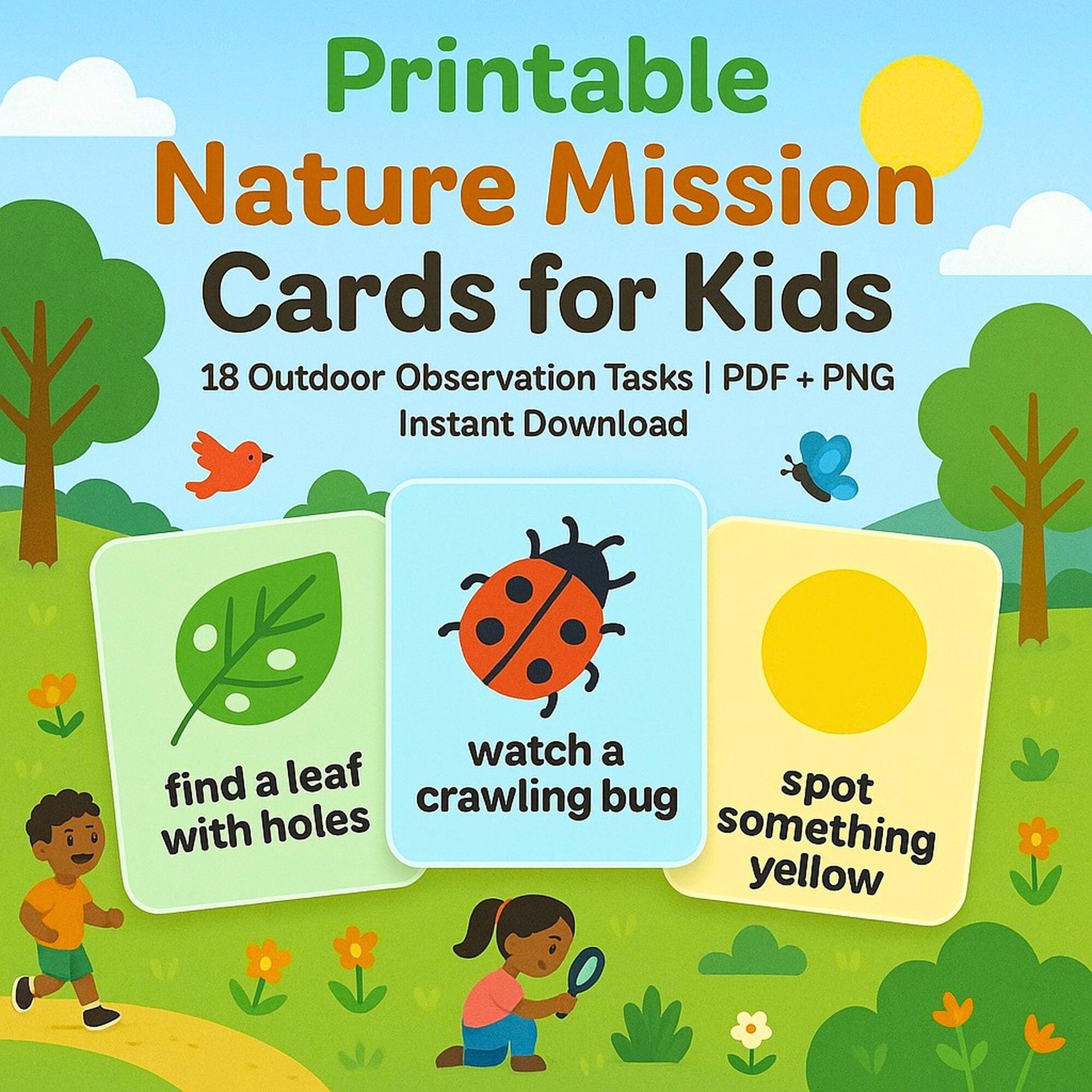 Nature Scavenger Hunt Cards for Kids: Outdoor Learning Activities (PDF ...