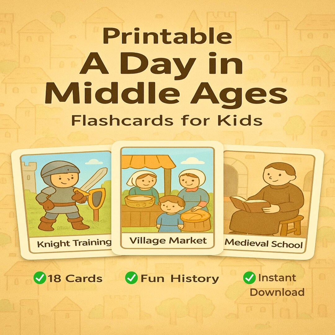Middle Ages Flashcards: Pastel History Cards for Kids (PDF + PNG ...