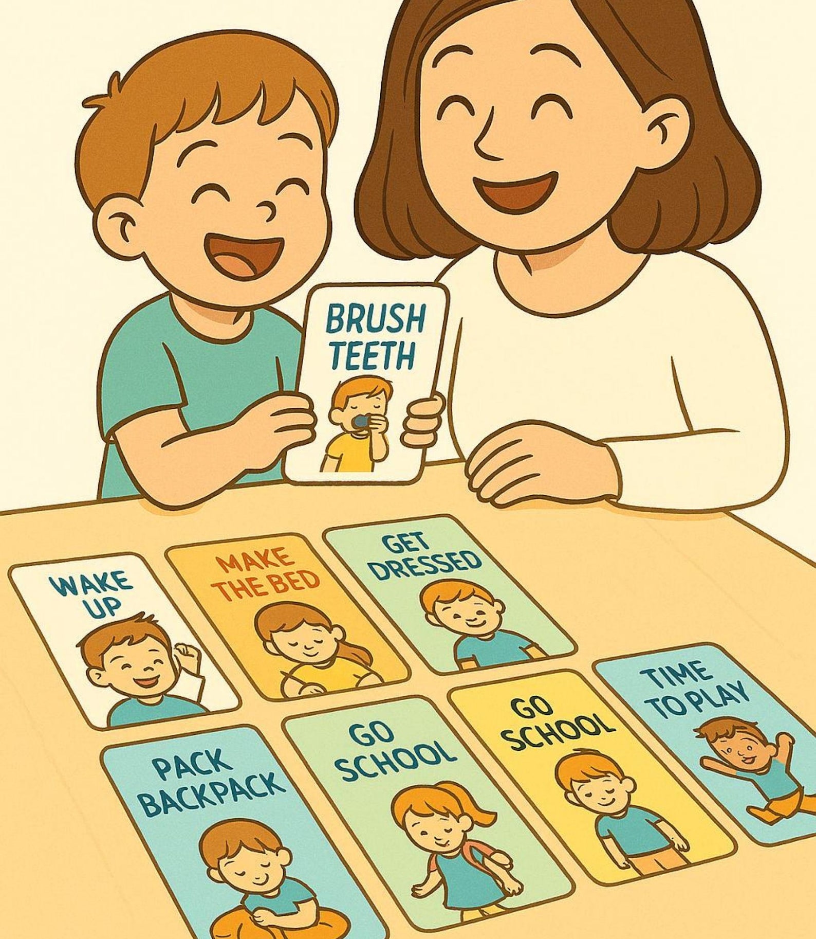 Morning Routine Cards for Kids – Printable Daily Routine Flashcards for ...