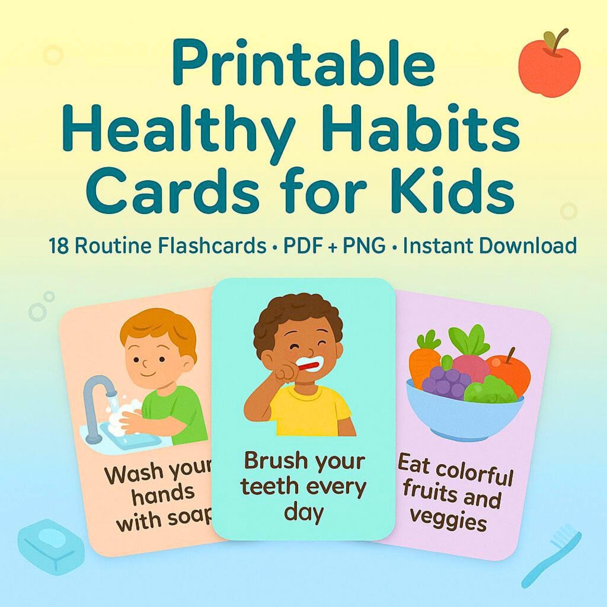 Printable Healthy Habits Cards for Kids – 18 Daily Routine Activities ...
