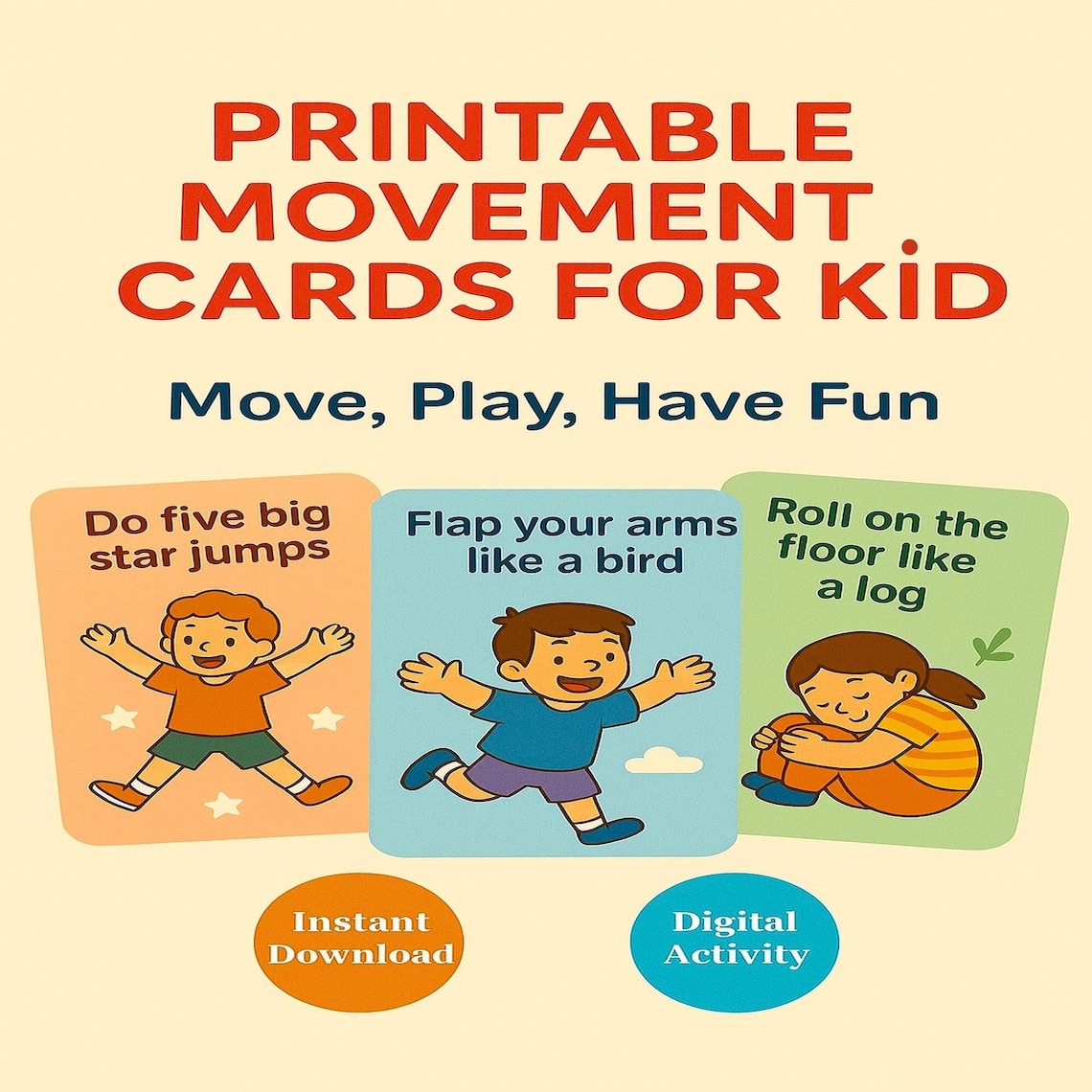 Printable Movement Cards for Kids | Gross Motor Skill Activities | Fun ...