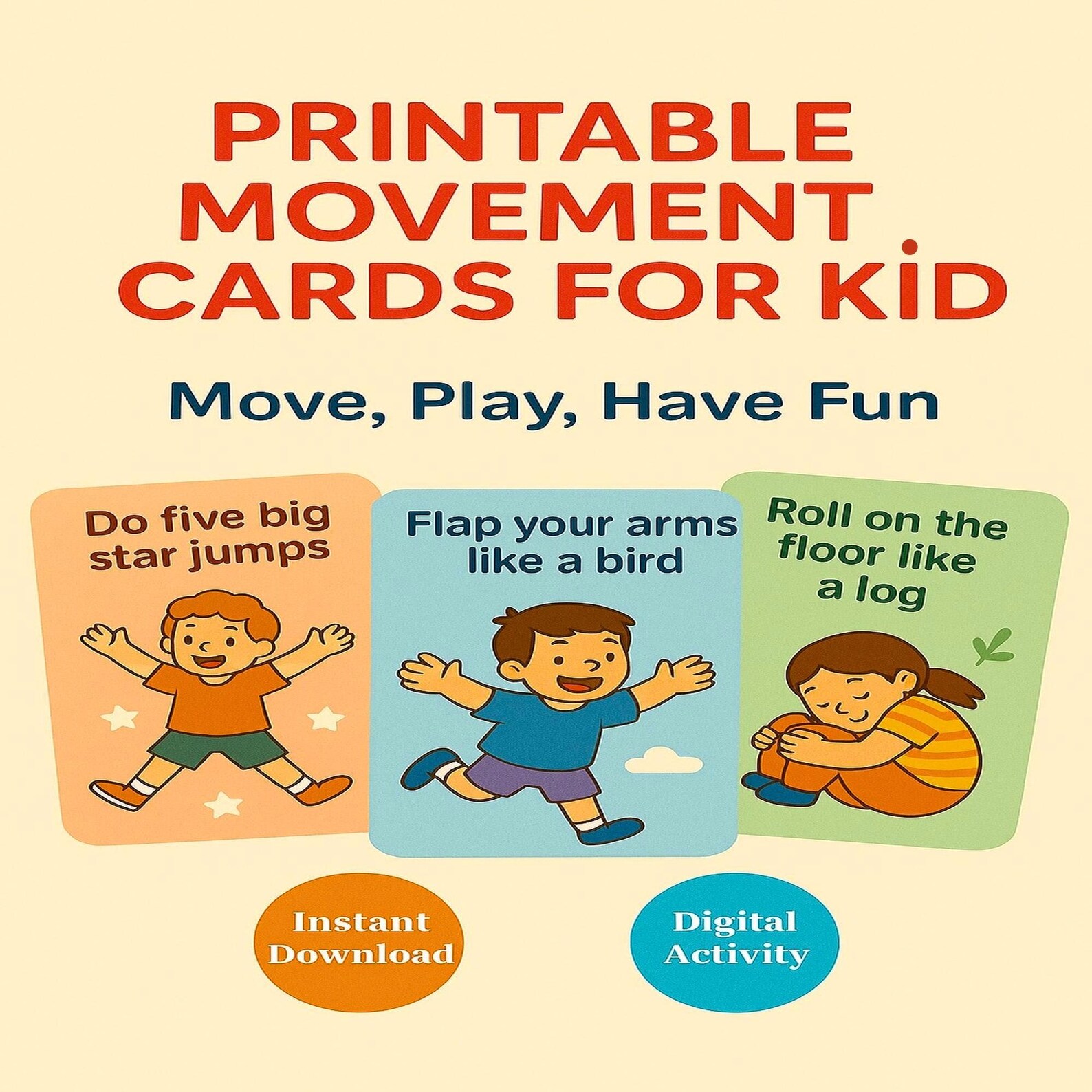 Printable Movement Cards for Kids | Gross Motor Skill Activities | Fun ...