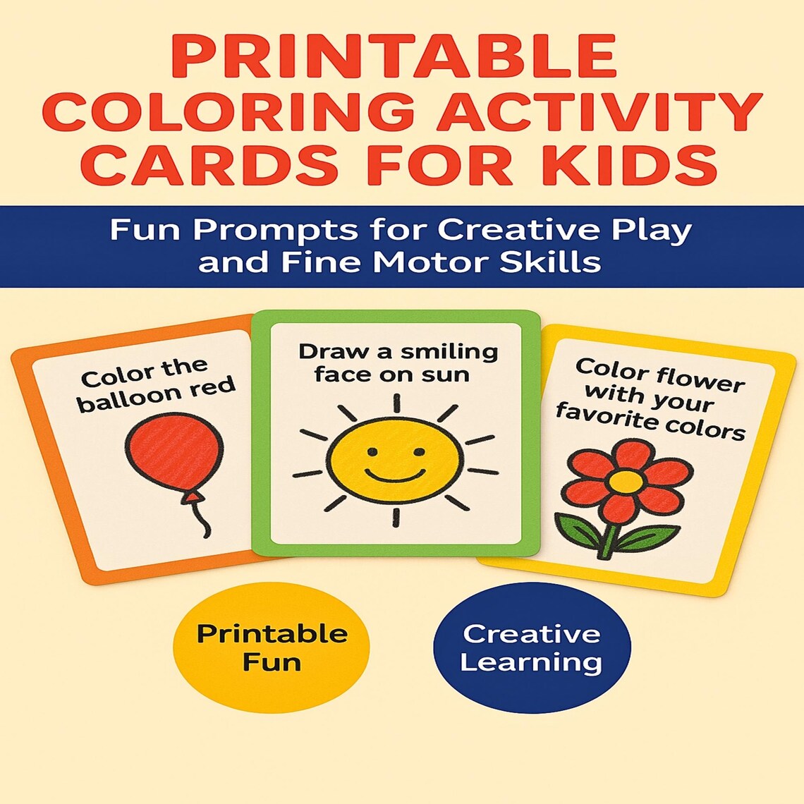 Printable Coloring Activity Cards for Kids: Drawing Prompts (PDF & PNG ...