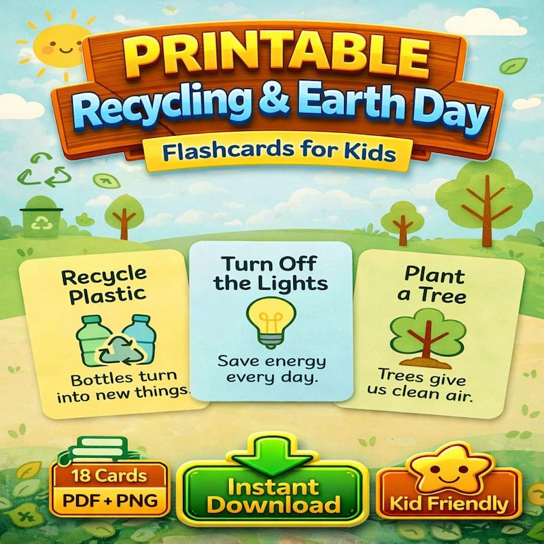 Printable Recycling Flashcards for Kids | Eco-friendly Classroom & Home ...
