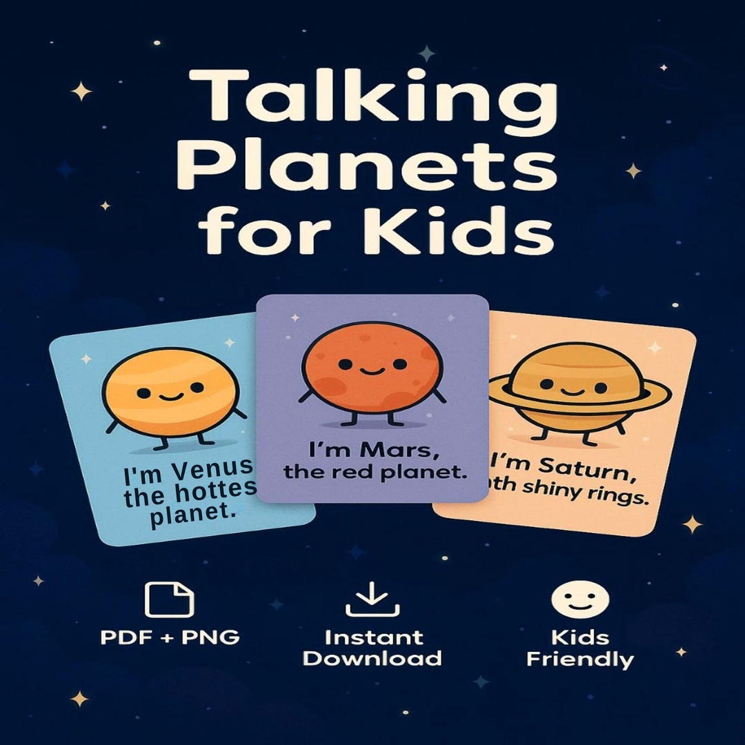 Talking Planets for Kids | Printable Solar System Cards - Etsy