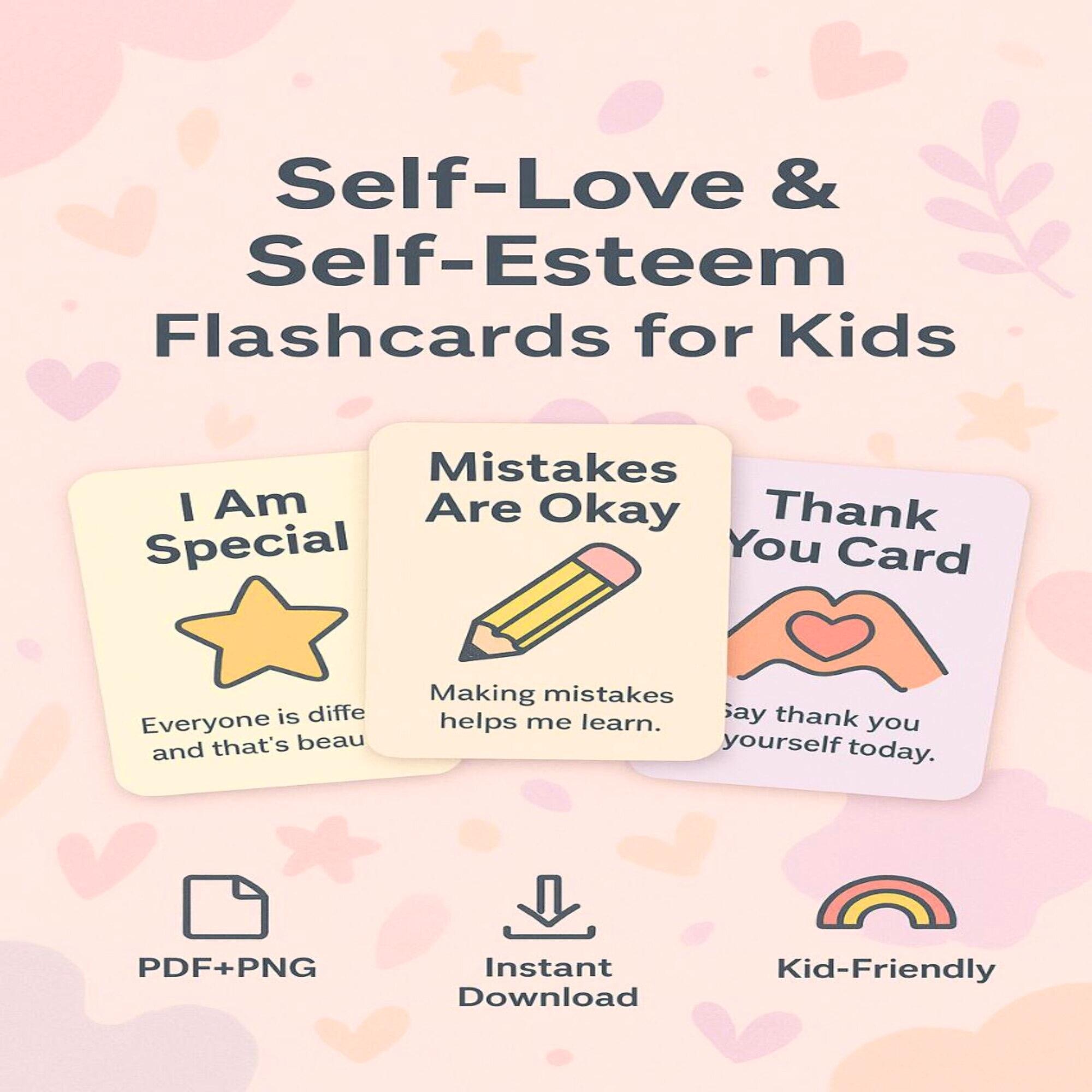 Self-love Flashcards for Kids | 18 Printable Affirmation Cards | PDF ...