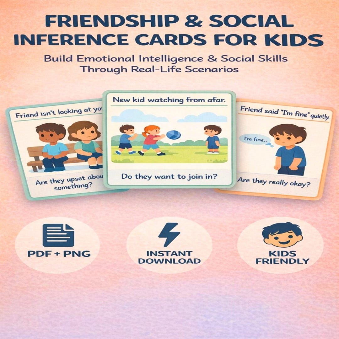 Social Inference & Friendship Skills Cards for Kids - Etsy