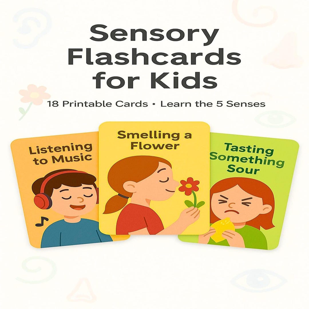 Sensory Flashcards for Kids Printable 5 Senses Learning Activity ...