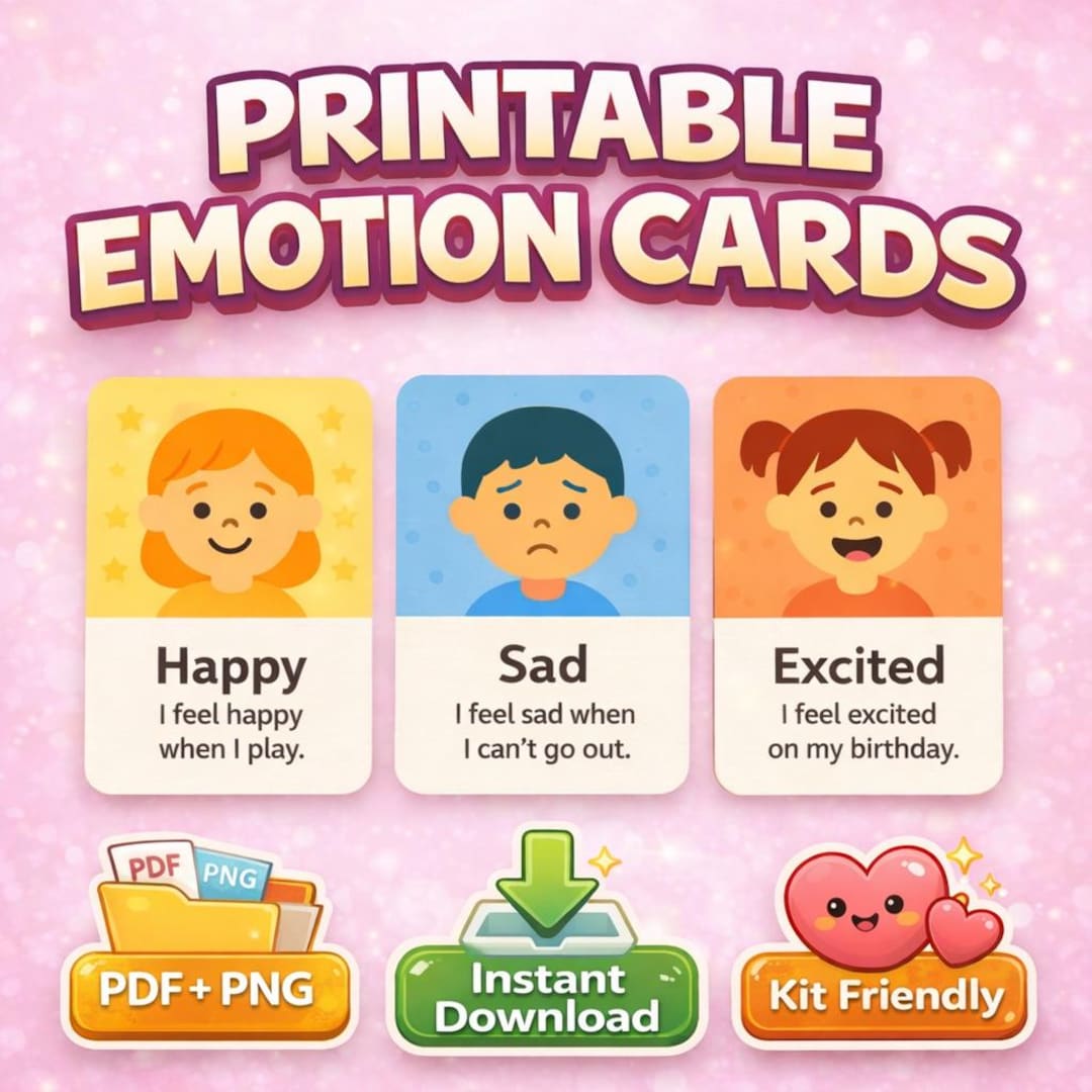 Printable Emotions Cards for Kids | 18 Sel Flashcards to Identify ...