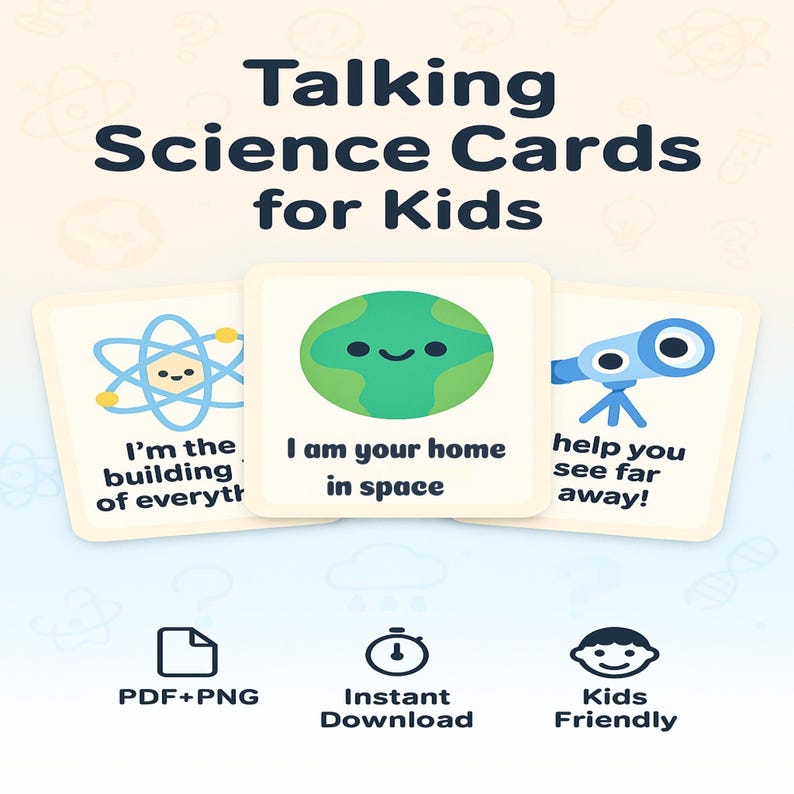 Talking Science Cards for Kids | Printable PDF + PNG Flashcards - Etsy