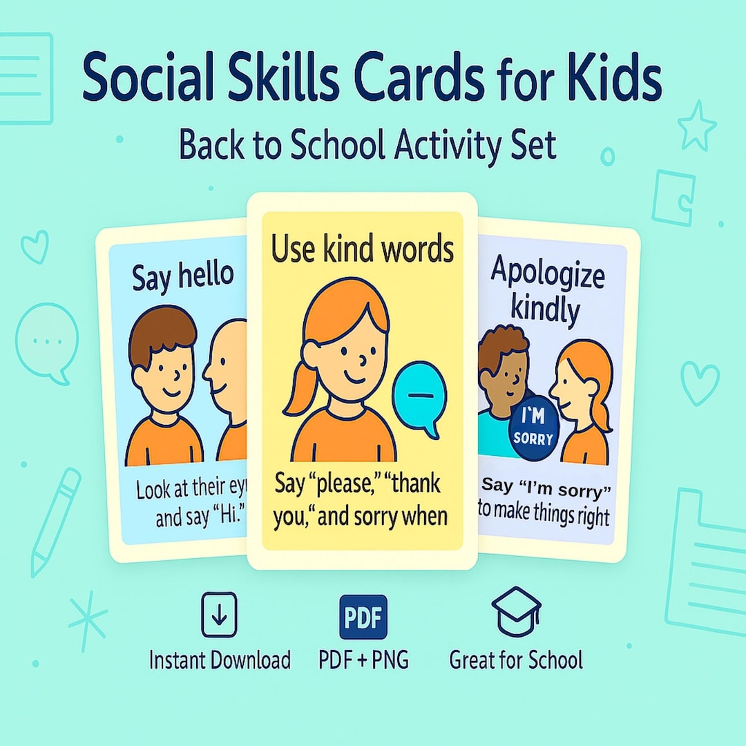 Social Skills Flashcards for Kids: Classroom Communication & Empathy ...