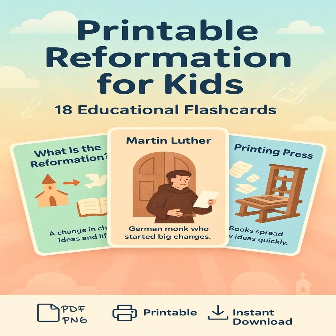 Printable Reformation Flashcards for Kids | Educational History ...