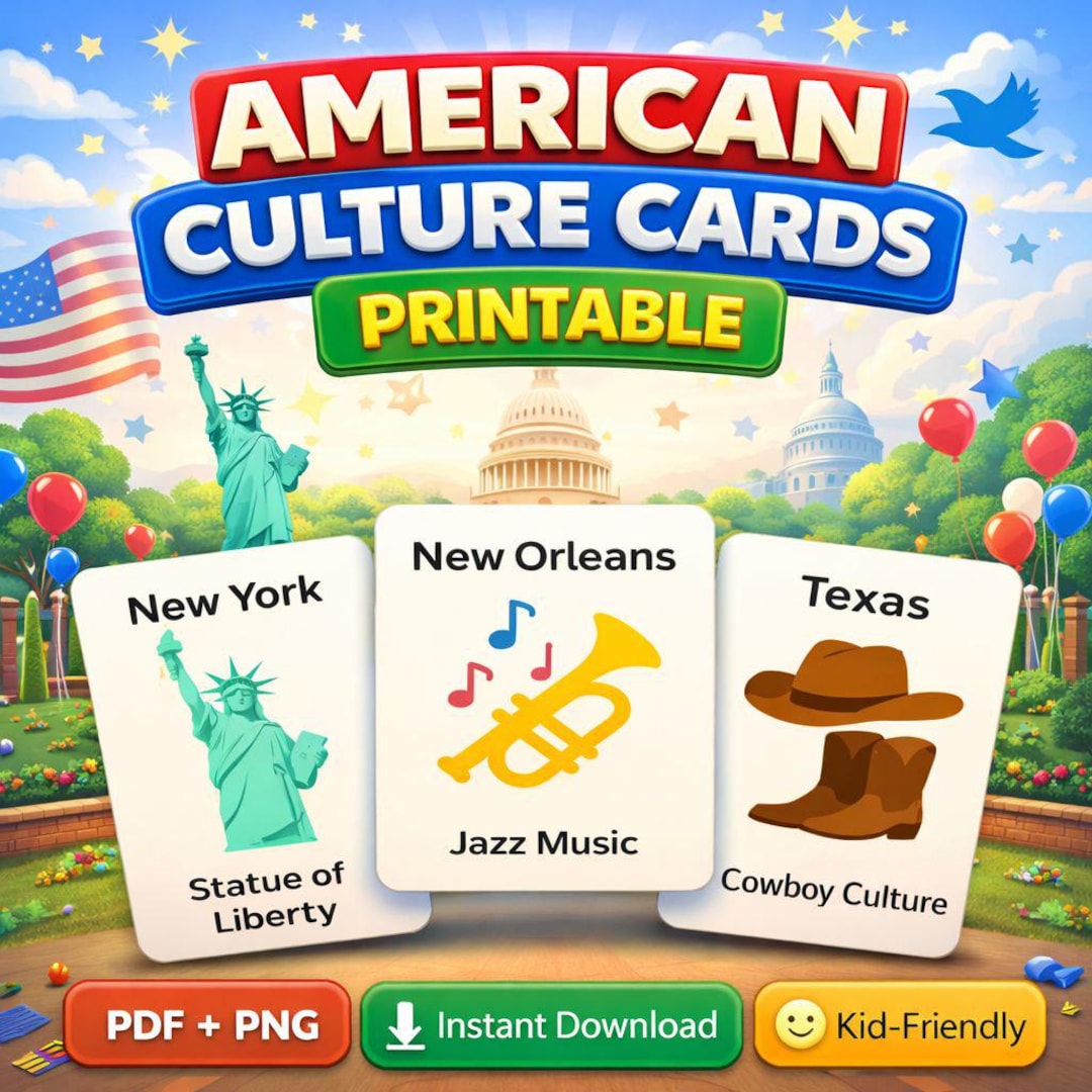 American Culture Flashcards: USA History & Traditions (PDF Download) - Etsy