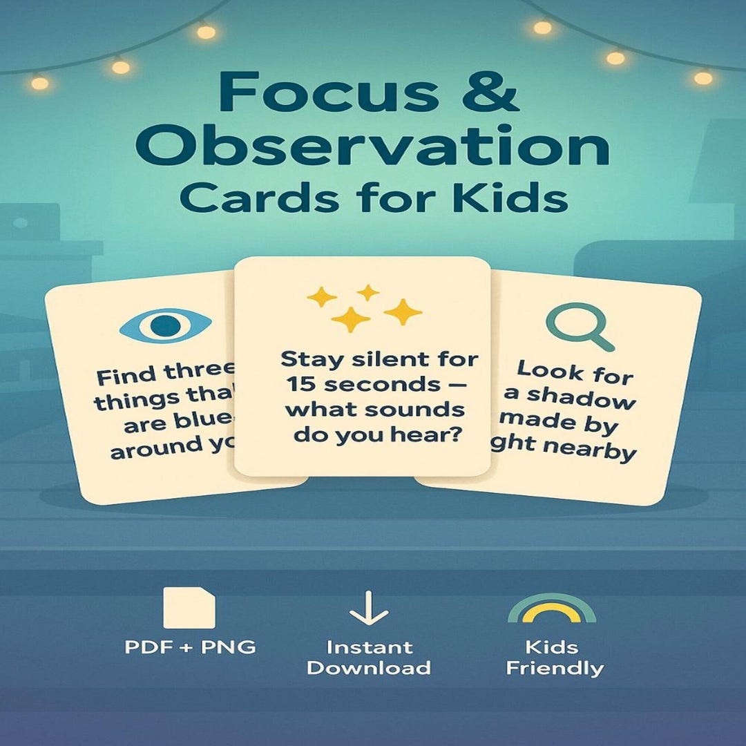 Focus & Observation Cards for Kids - Etsy