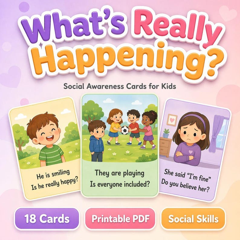 What’s Really Happening Cards for Kids Empathy Social Skills Printable ...