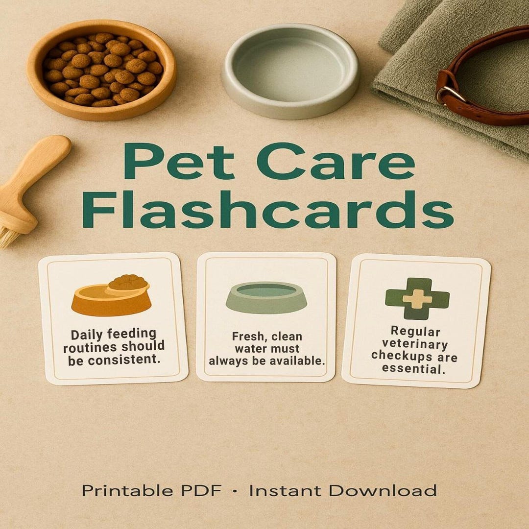 Pet Care Flashcards | Daily Dog & Cat Guide (printable PDF) - Etsy
