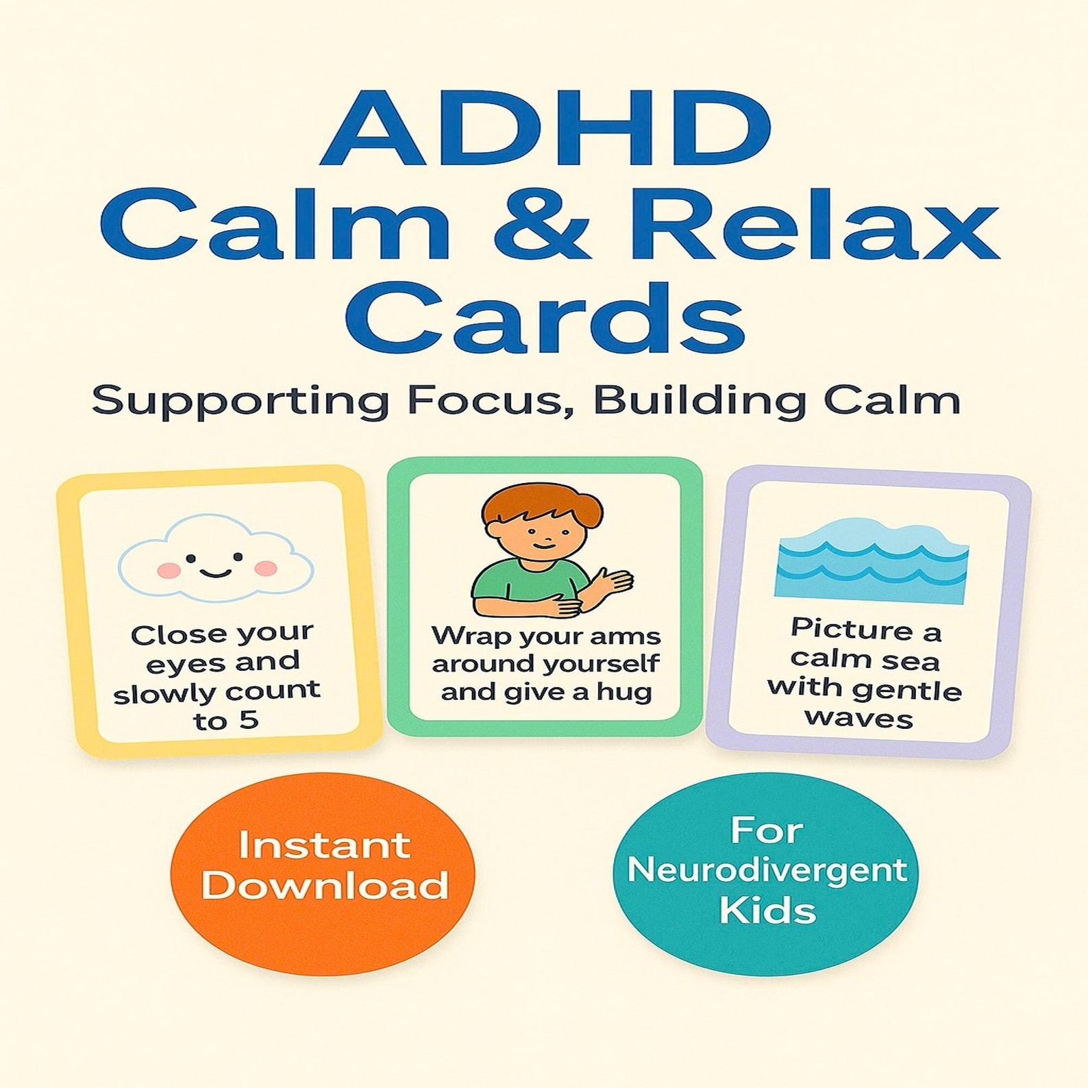 ADHD Calm & Relax Cards for Kids | Mindfulness Activities | Emotional ...
