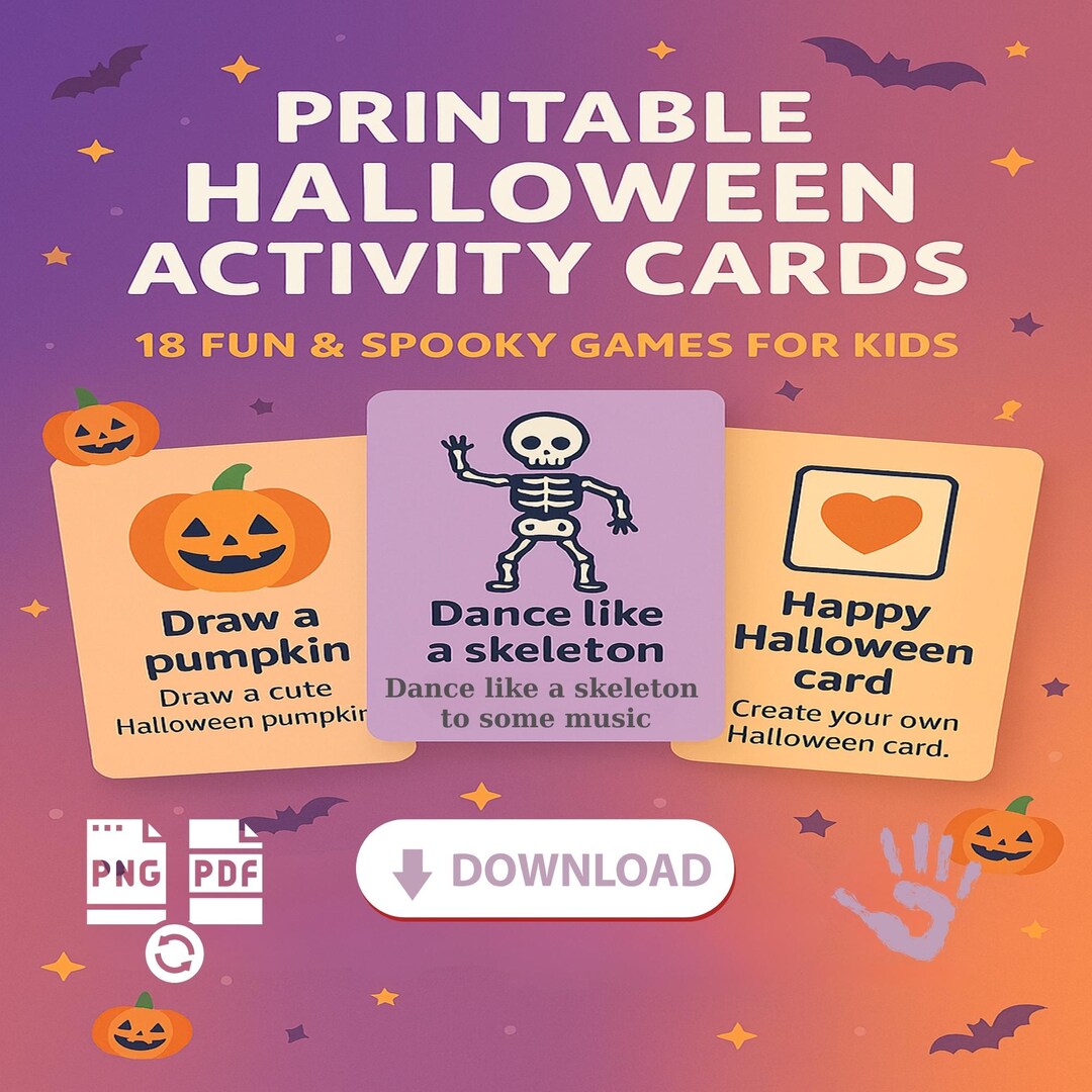 Printable Magical Halloween Activity Cards for Kids – Fun Pastel Screen ...