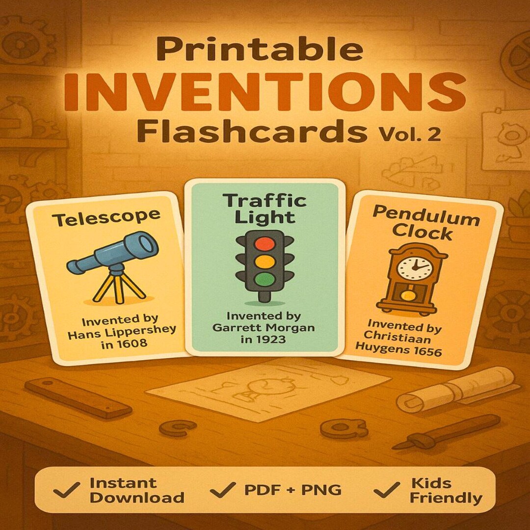 Printable Inventions Flashcards Vol. 2: Fun History Game for Kids (PDF ...