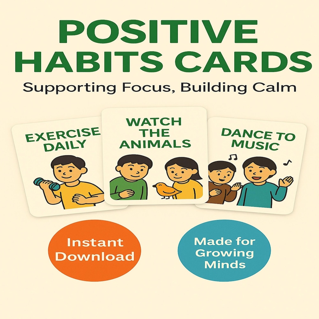 Printable Positive Habit Cards for Kids | 24 Daily Habits in PDF JPG ...