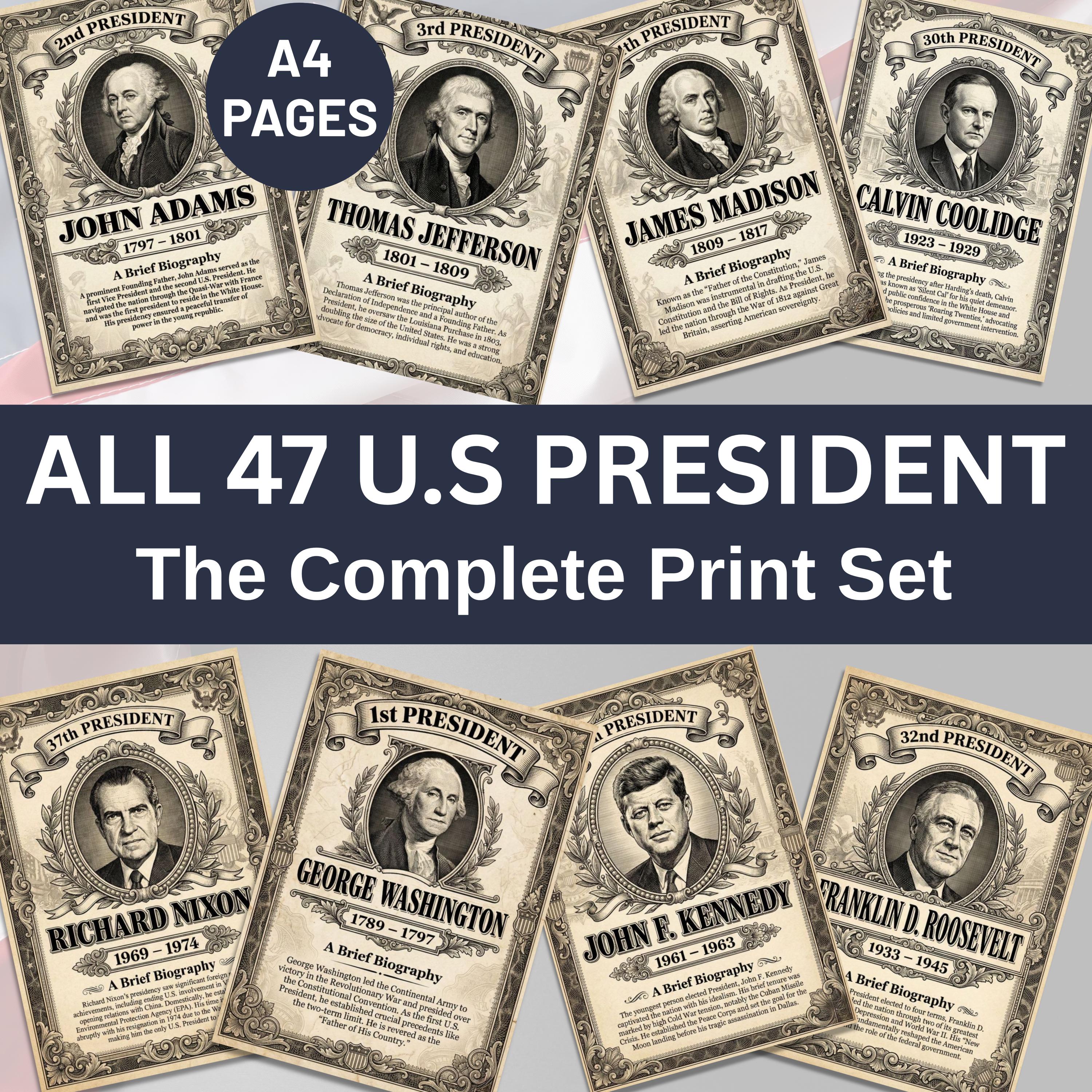 All 47 U.S. Presidents | Printable History Pages | Complete ...