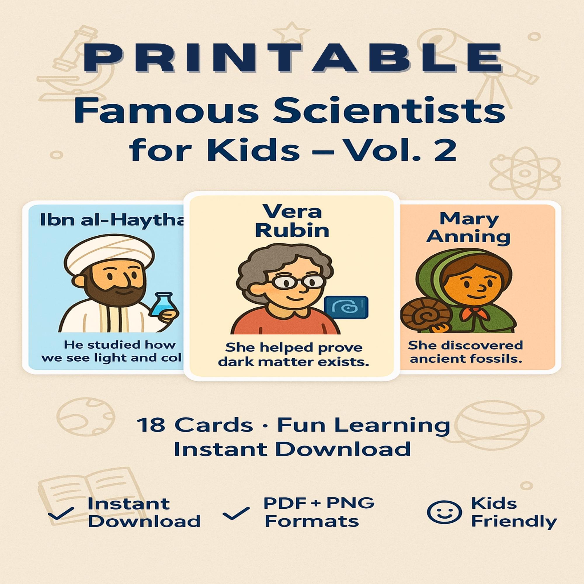 Scientist Flashcards for Kids: Pastel Illustrations, STEM Learning (PDF ...