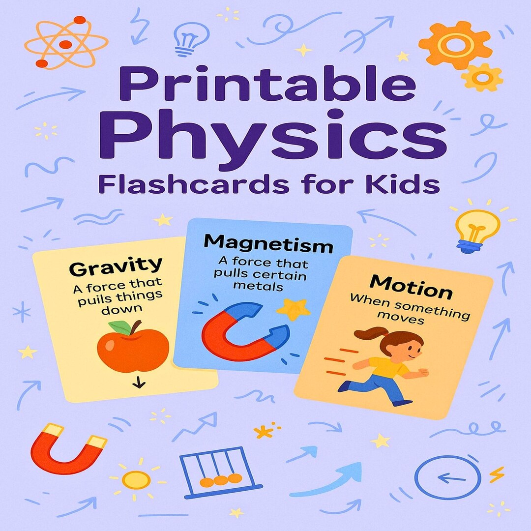 Physics Flashcards for Kids: Fun STEM Learning (PDF + PNG Downloadable ...