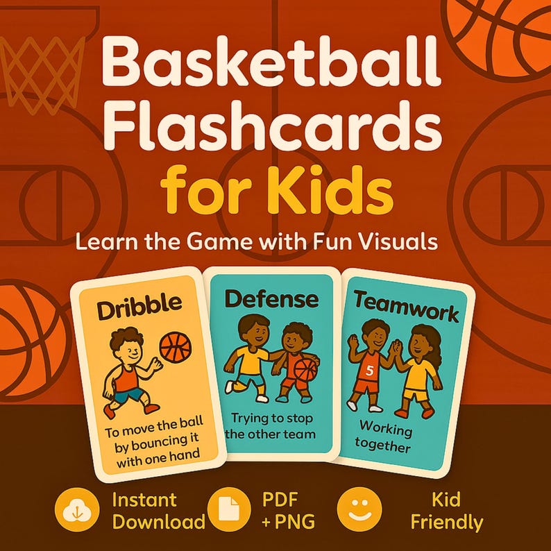 Printable Basketball Flashcards for Kids – Educational Sports Cards ...